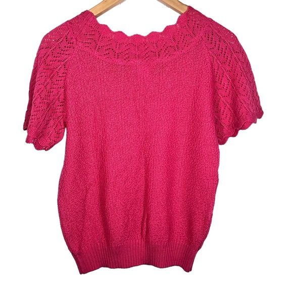 Vicki Wayne | Tops | Vintage Vicki Wayne Knit Fuchsia Short Sleeve ...
